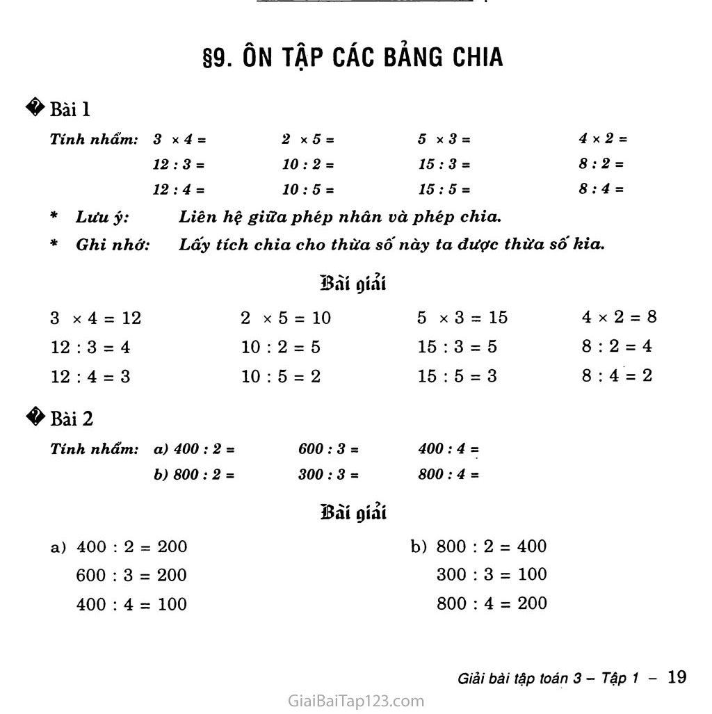 Gi i To n L p 3 n T p C c B ng Chia Gi i To n L p 3 n T p C c B ng Chia