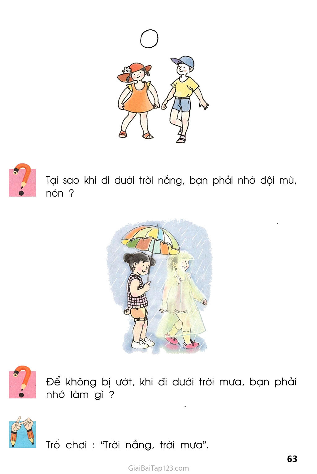 SGK Tự Nhiên và Xã Hội 1 - Bài 30. Trời nắng, trời mưa